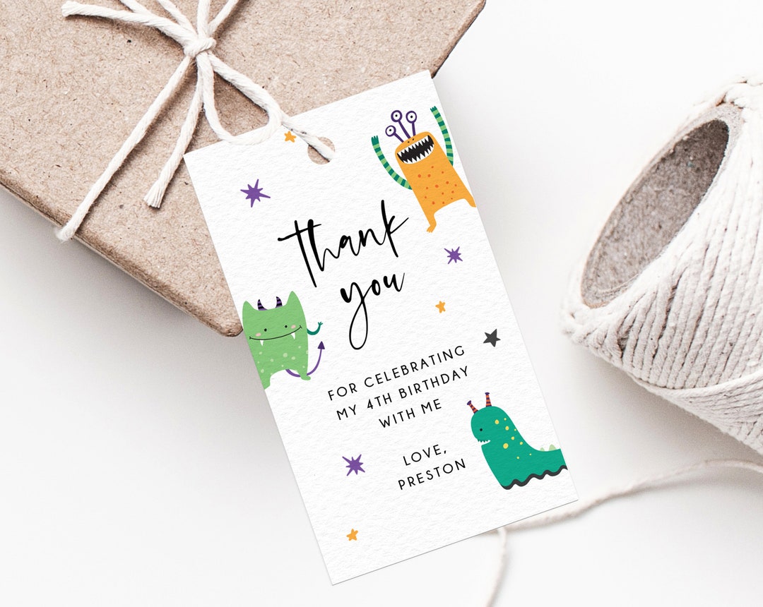 Monster Mash Favor Tag Template, Halloween Party Thank You Tag, Monster ...