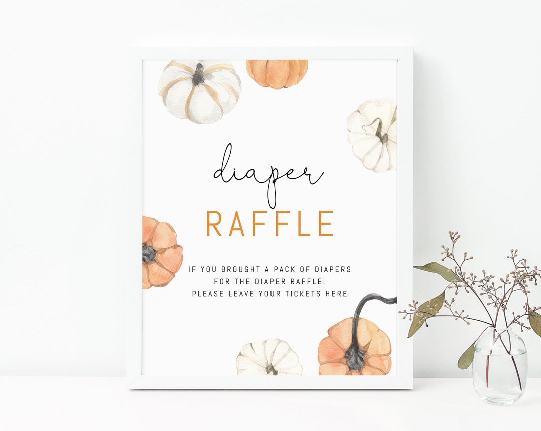 Pumpkin Diaper Raffle Sign, Pumpkin Baby Shower Game Sign, Pumpkin ...