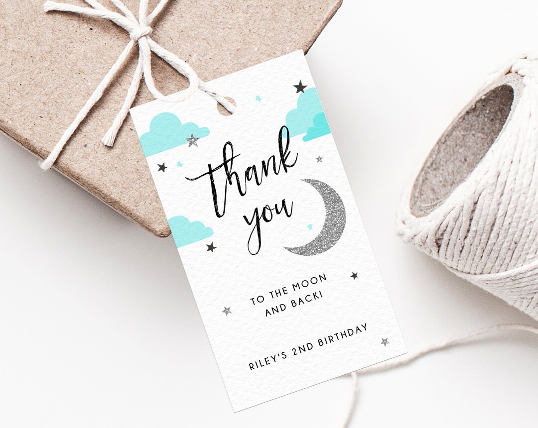 Two the Moon Favor Tag Template, Thank You to the Moon and Back Favor ...