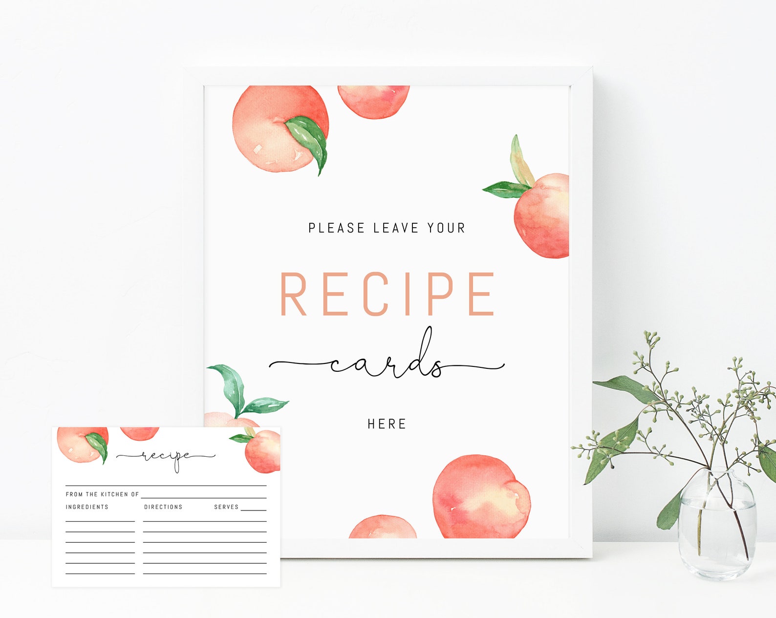 Peach Recipe Cards Template Printable Peach Themed Recipes - Etsy