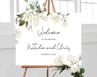 Magnolia Wedding Welcome Sign Magnolia Flower and Leaf Welcome Sign for ...