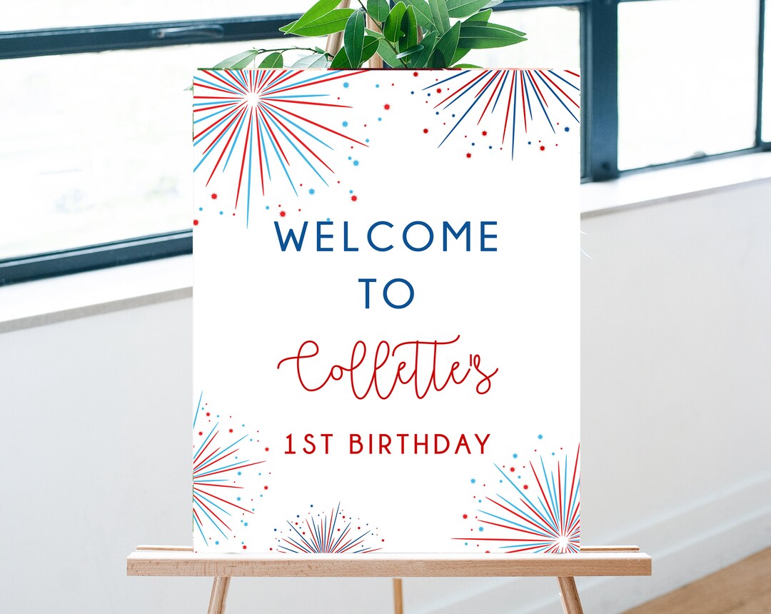 Little Firecracker Birthday Welcome Sign Template, Printable 4th of ...