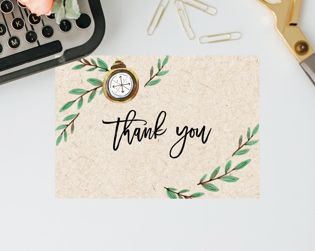 Adventure Themed Thank You Card Template, Printable Adventure Awaits ...