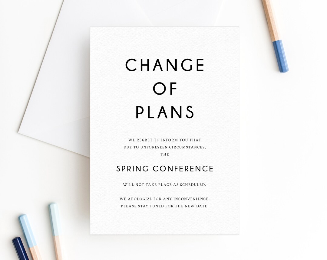 Postponed Event Announcement, Printable Gathering Postponement, Change ...