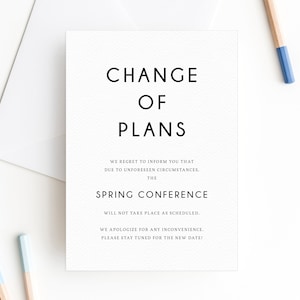 Postponed Event Announcement, Printable Gathering Postponement, Change ...