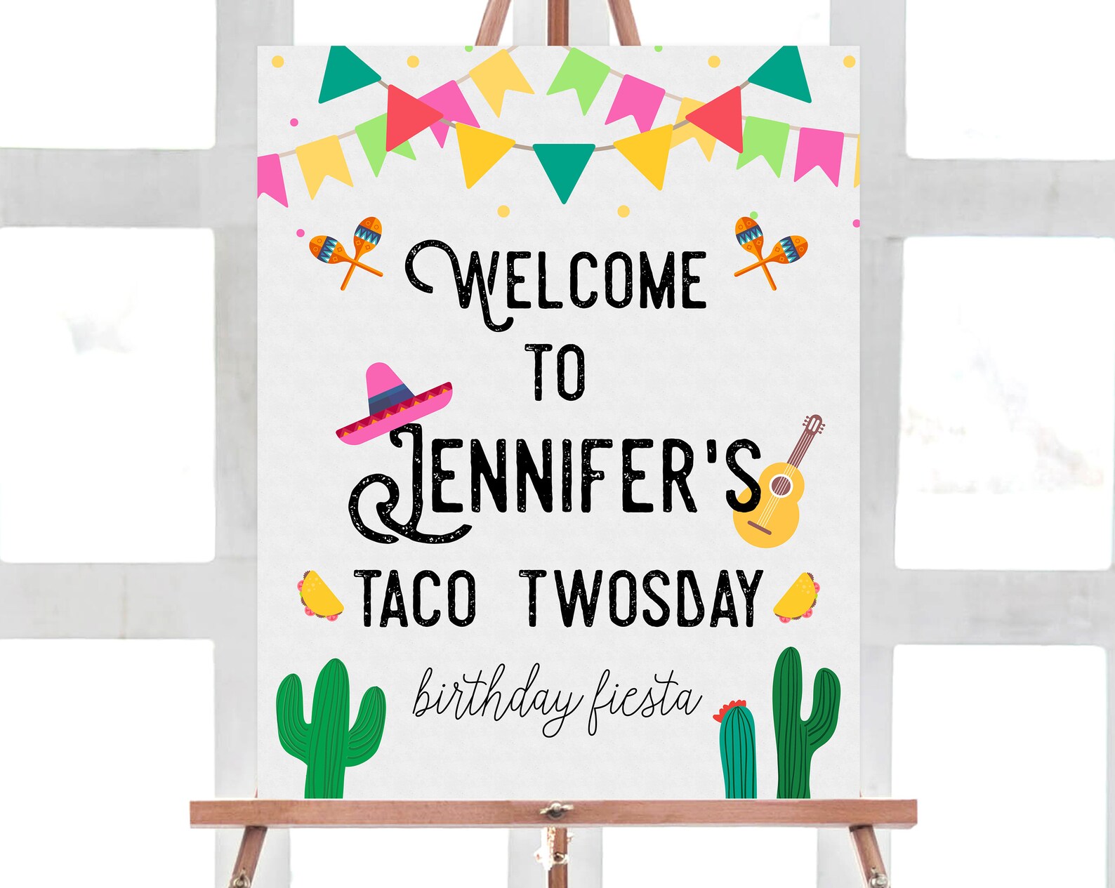 Taco Twosday Welcome Sign Template, Printable Fiesta Themed Party ...