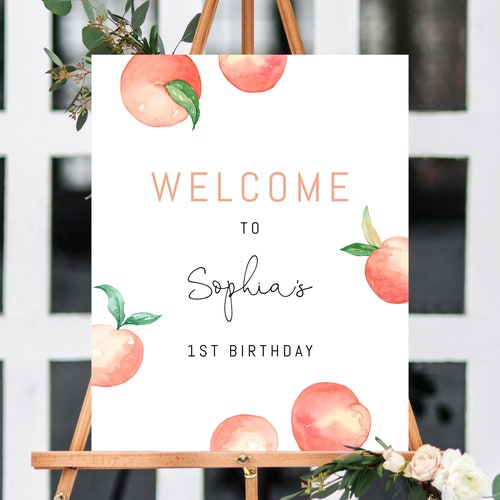 Peach Welcome Sign Template Printable Peach Themed Party - Etsy