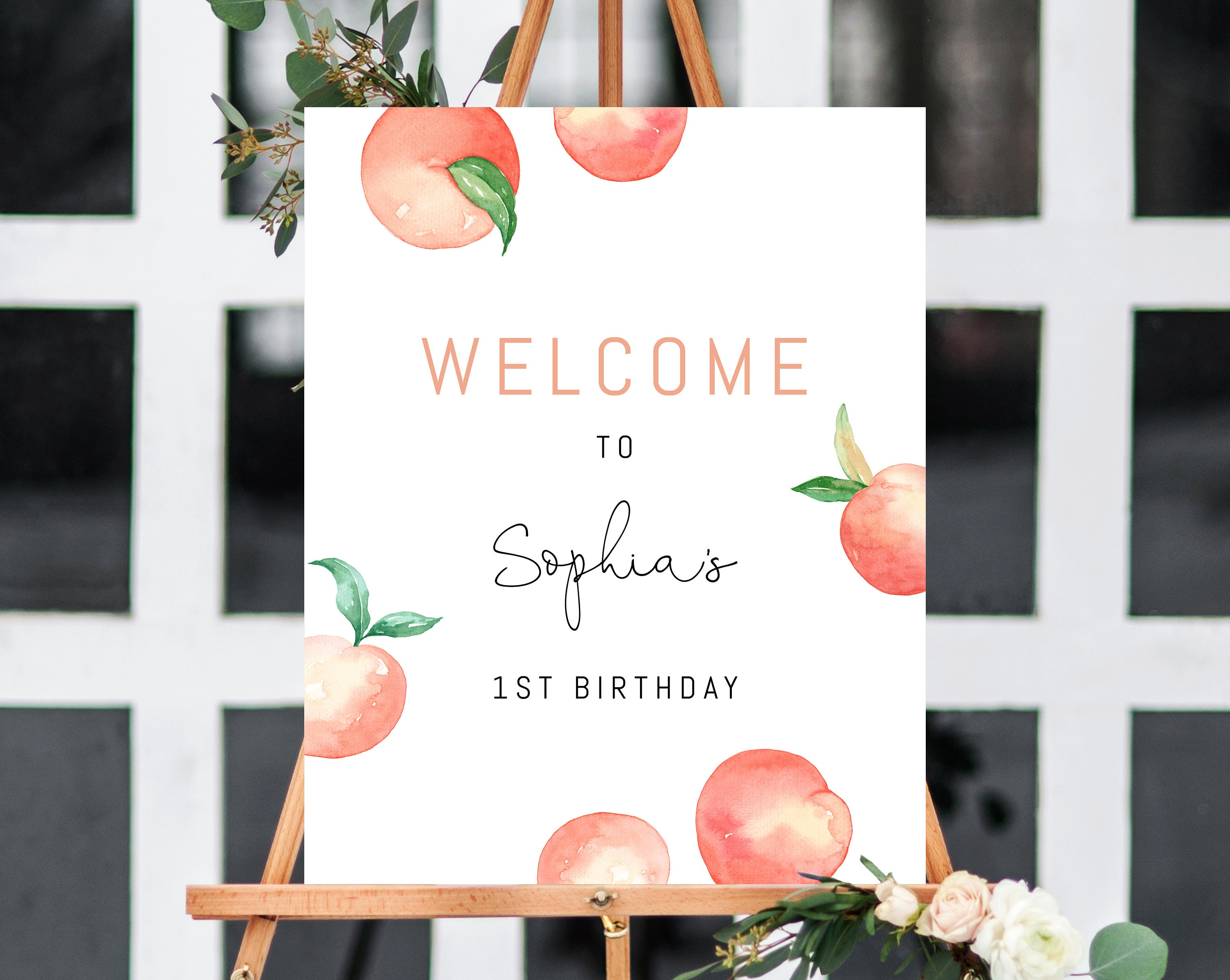 Peach Welcome Sign Template Printable Peach Themed Party | Etsy