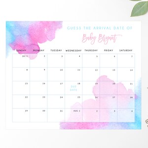 Due Date Calendar Template, Baby Due Date Game, Printable Birthday ...
