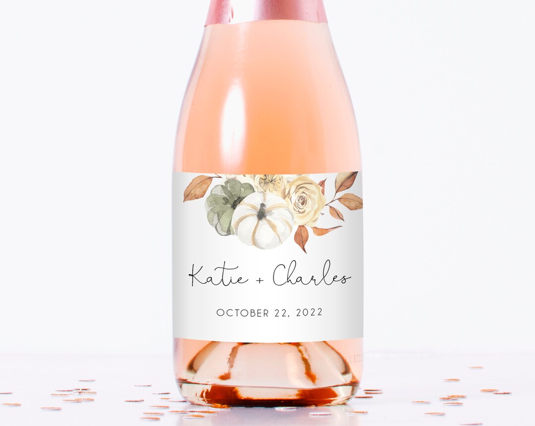 Mini Champagne Bottle Label Template, Fall Wedding Mini Champagne ...