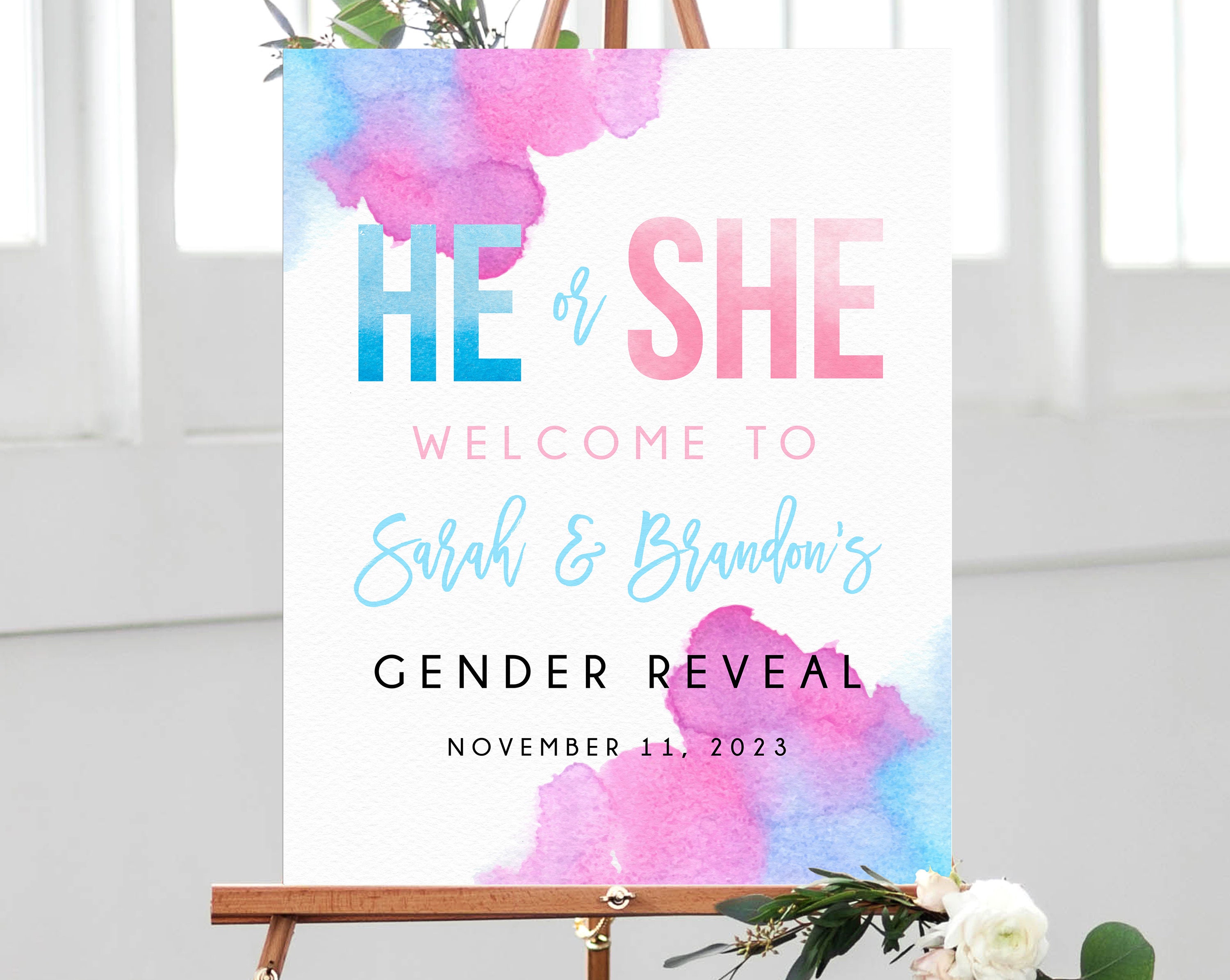 Gender Reveal Welcome Sign Template Printable Gender Reveal - Etsy