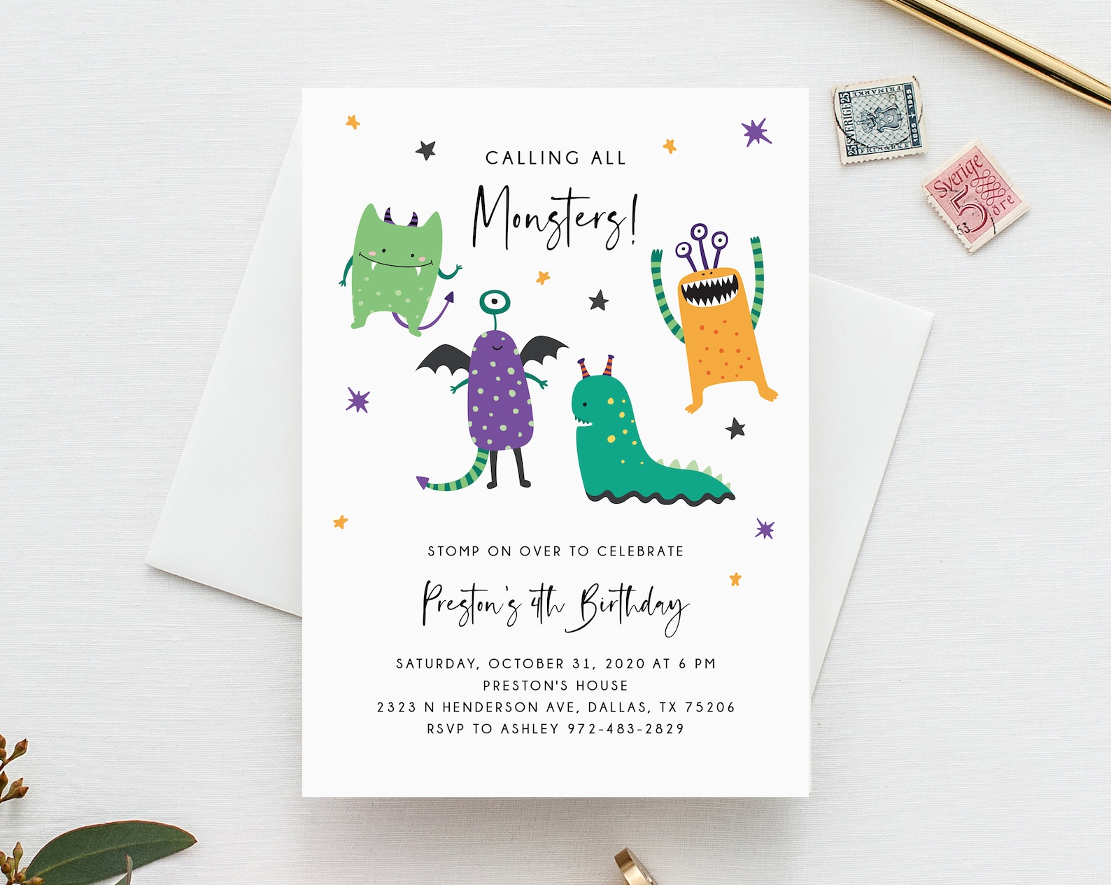 Monster Mash Invitation Template, Printable Halloween Birthday Invite ...