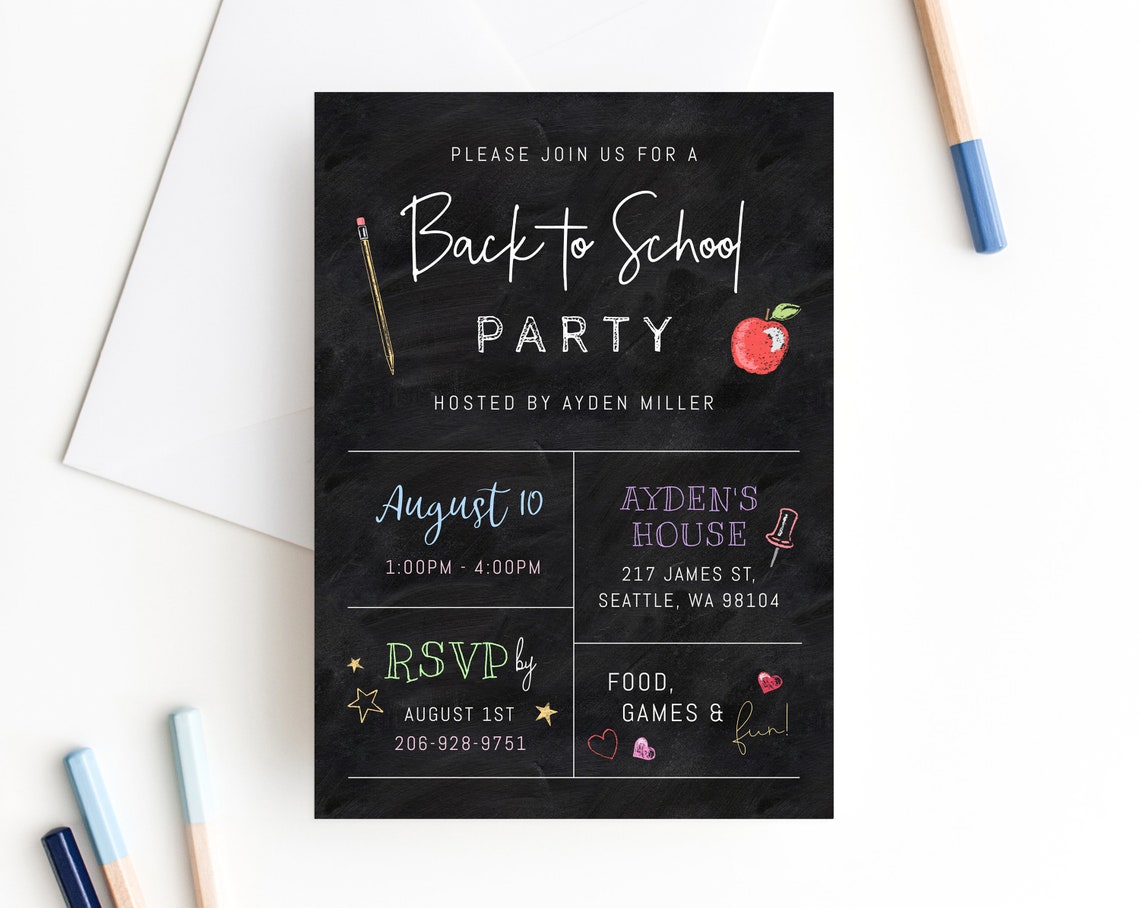 Back to School Party Invitation Template Editable End of - Etsy