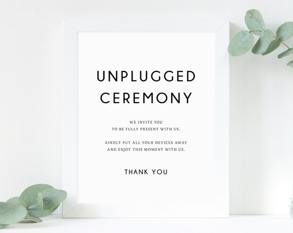 Unplugged Ceremony Sign Printable Wedding Unplugged Ceremony | Etsy