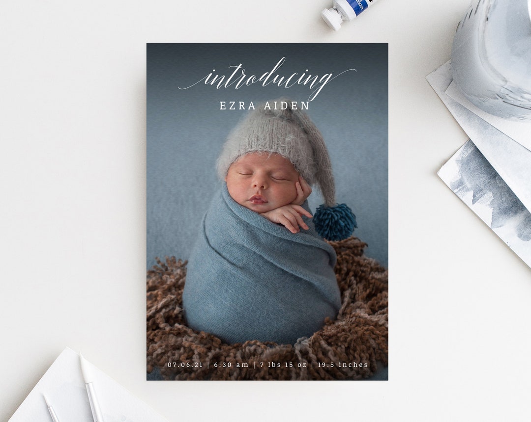 INSTANT DOWNLOAD Photo Birth Announcement Card, Introducing Baby Cards ...