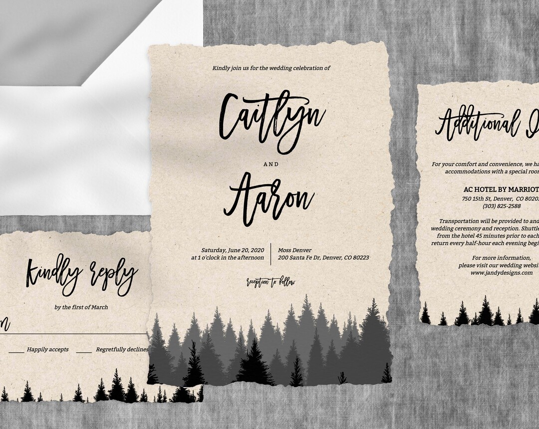 Forest Wedding Invitation Template, Woods Wedding Invitation Suite ...