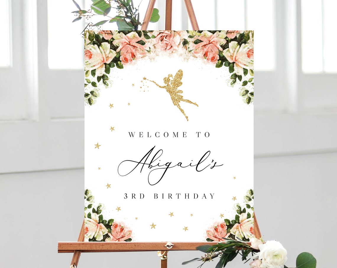 Fairy Welcome Sign Template, Printable Fairy Themed Party Welcome Sign ...