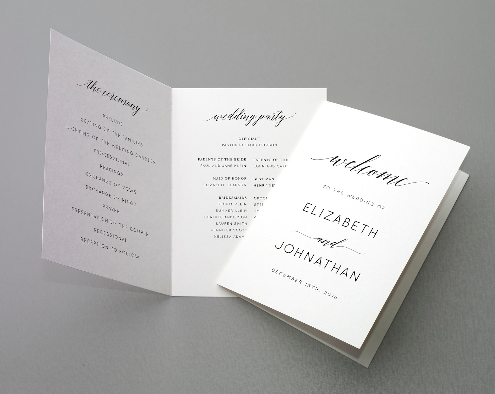 Bi-fold Wedding Program Template Printable Folded Wedding | Etsy