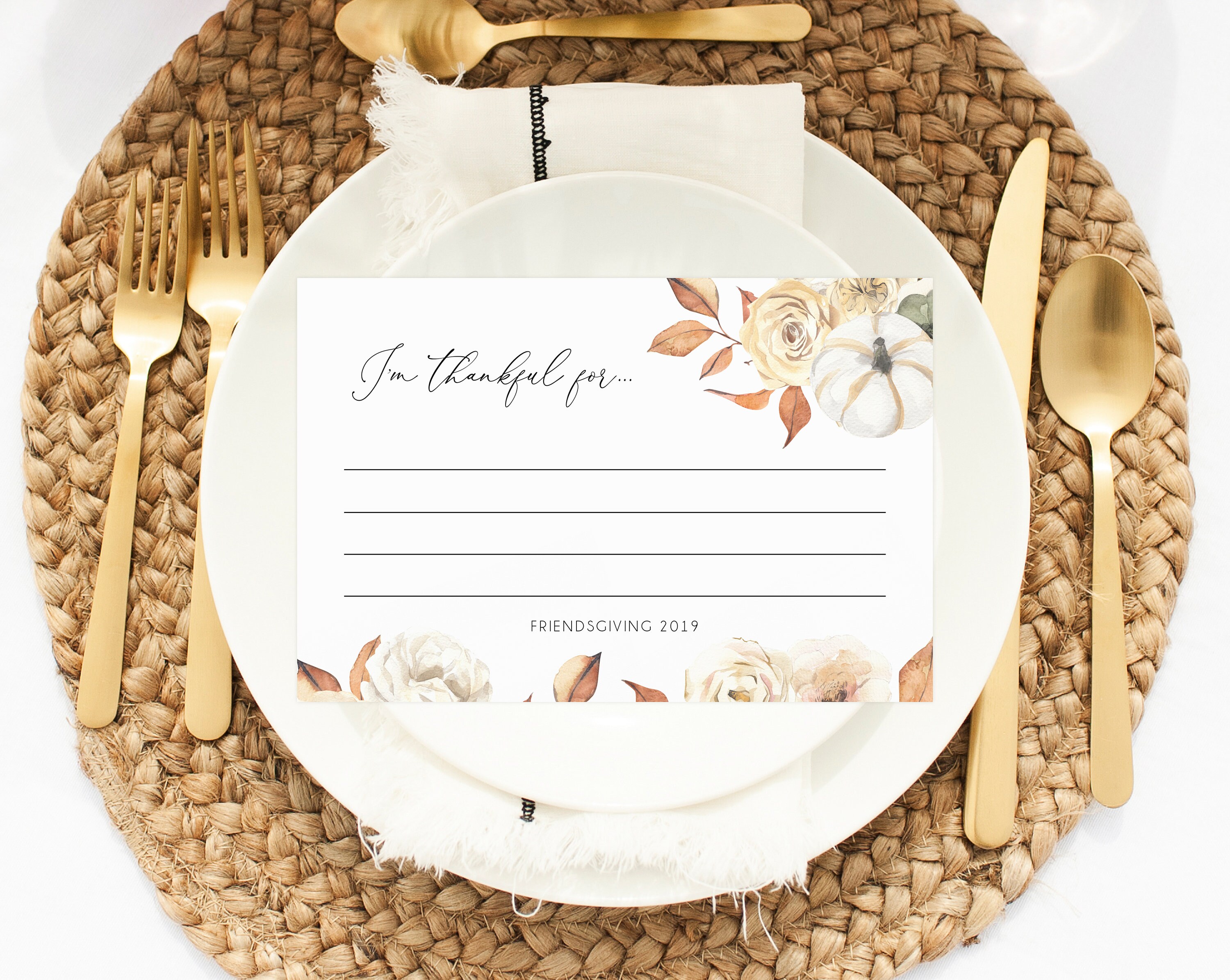 Friendsgiving Printable Template, I'm Thankful for Notes, Thanksgiving ...