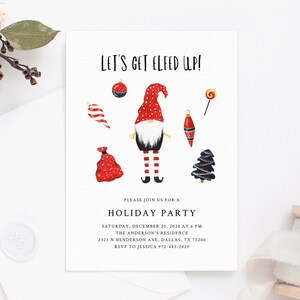Let's Get Elfed up Christmas Party Invitation Template, Elf Holiday ...
