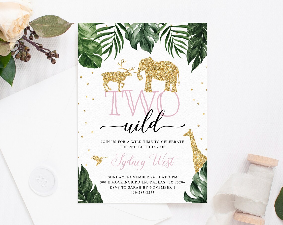 Two Wild Invitation Template Printable Wild 2nd Birthday - Etsy