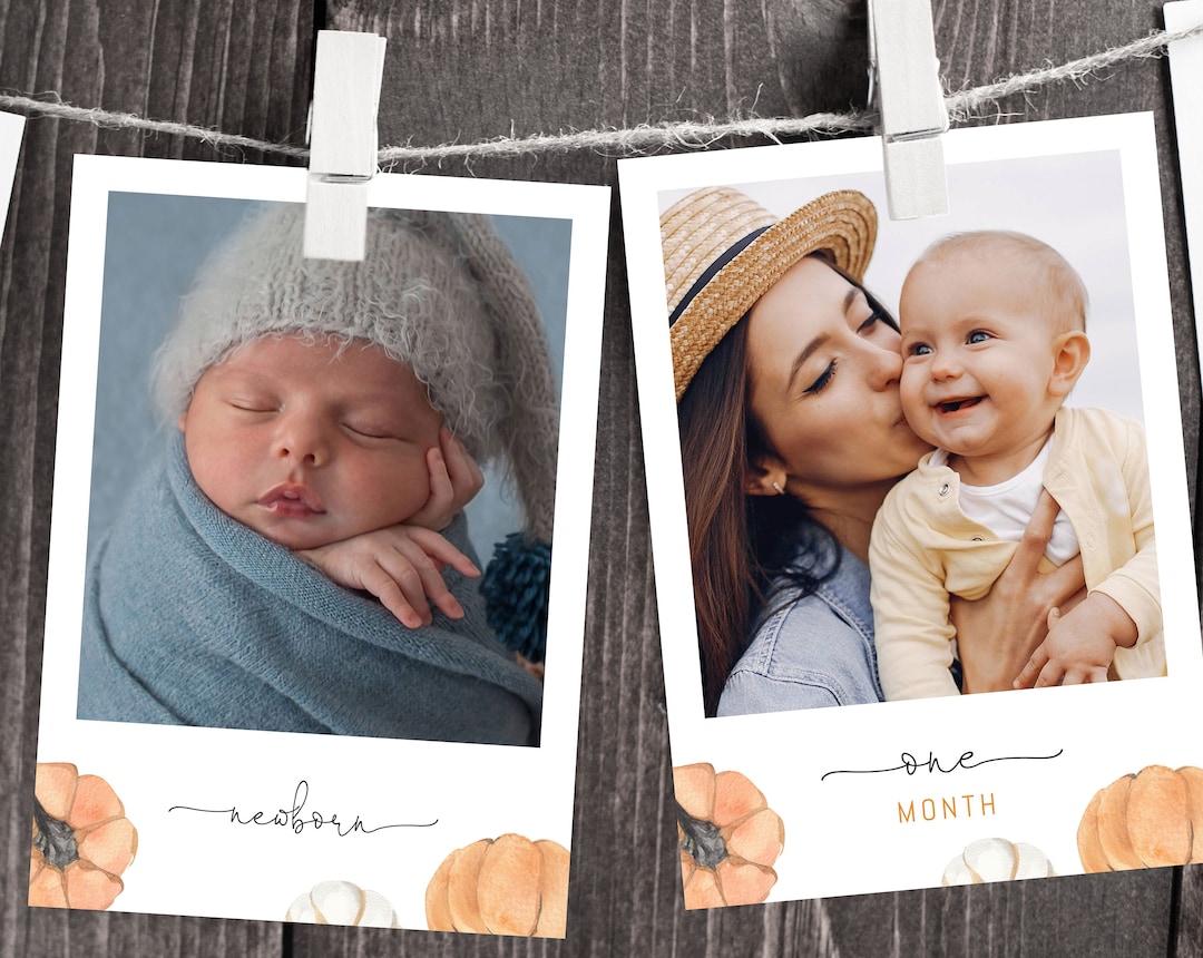 First Year Photos Banner Template, Printable Pumpkin First Birthday ...