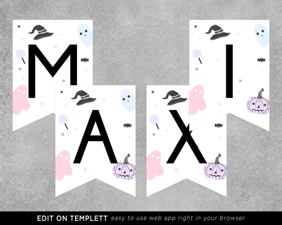 Pastel Halloween Birthday Banner Template, Printable Halloween Themed ...