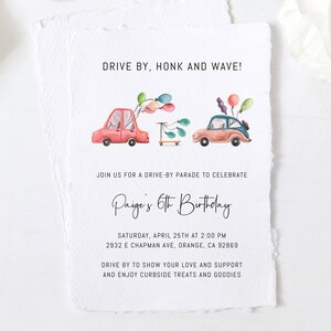 Drive by Birthday Parade Invitation, Printable Drive by Celebration ...