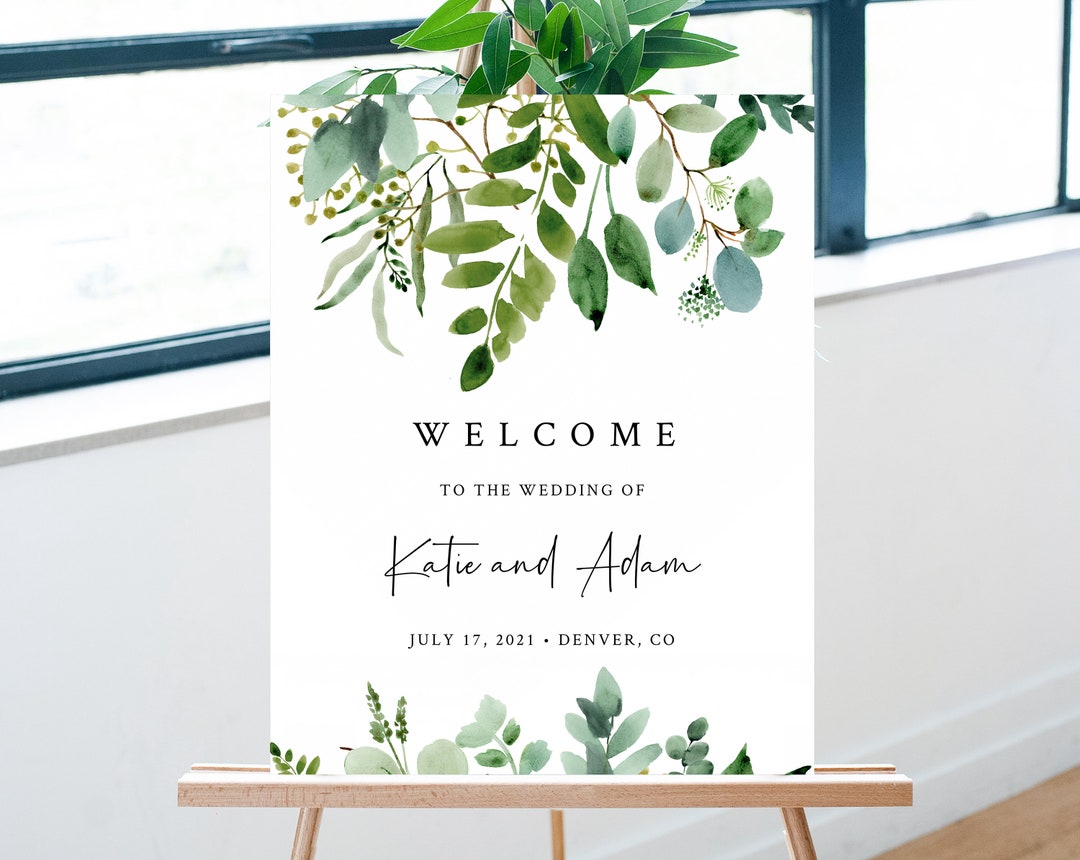 Greenery Wedding Welcome Sign Template, Eucalyptus Welcome to the ...