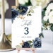Navy & Gold Floral Wedding Table Number Template, Printable Navy ...