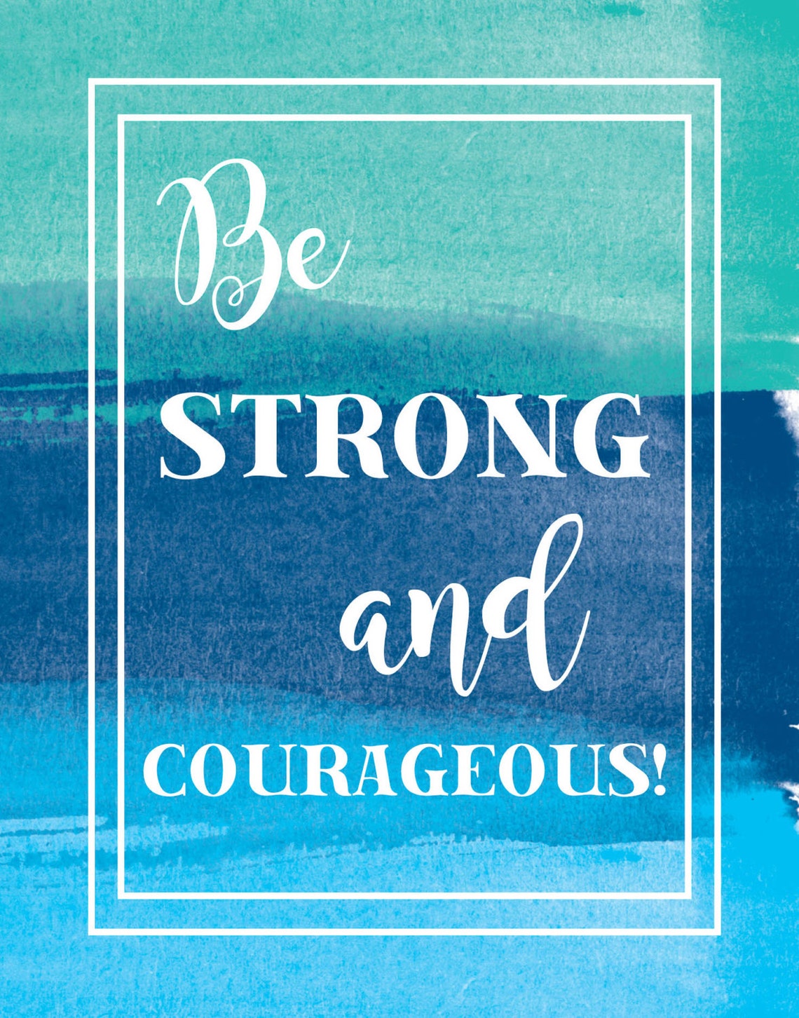 Greeting Card Strong and Courageous Quote Sea Glass Theme - Etsy