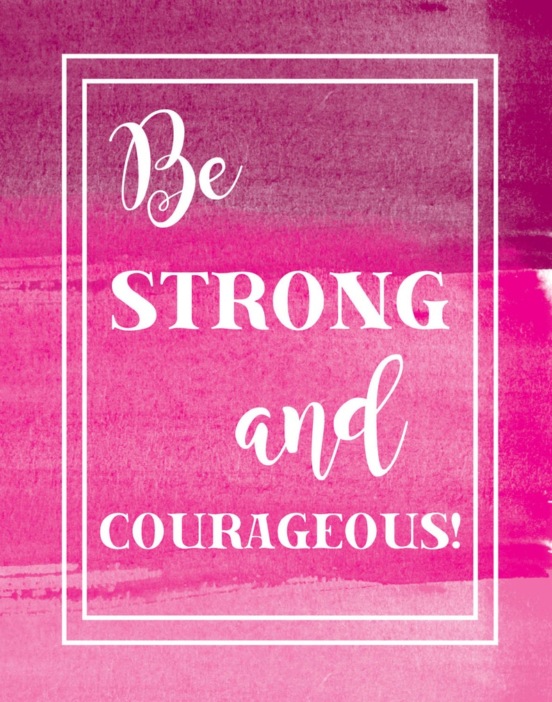 Greeting Card - Strong and Courageous Quote - Berry Theme - Etsy