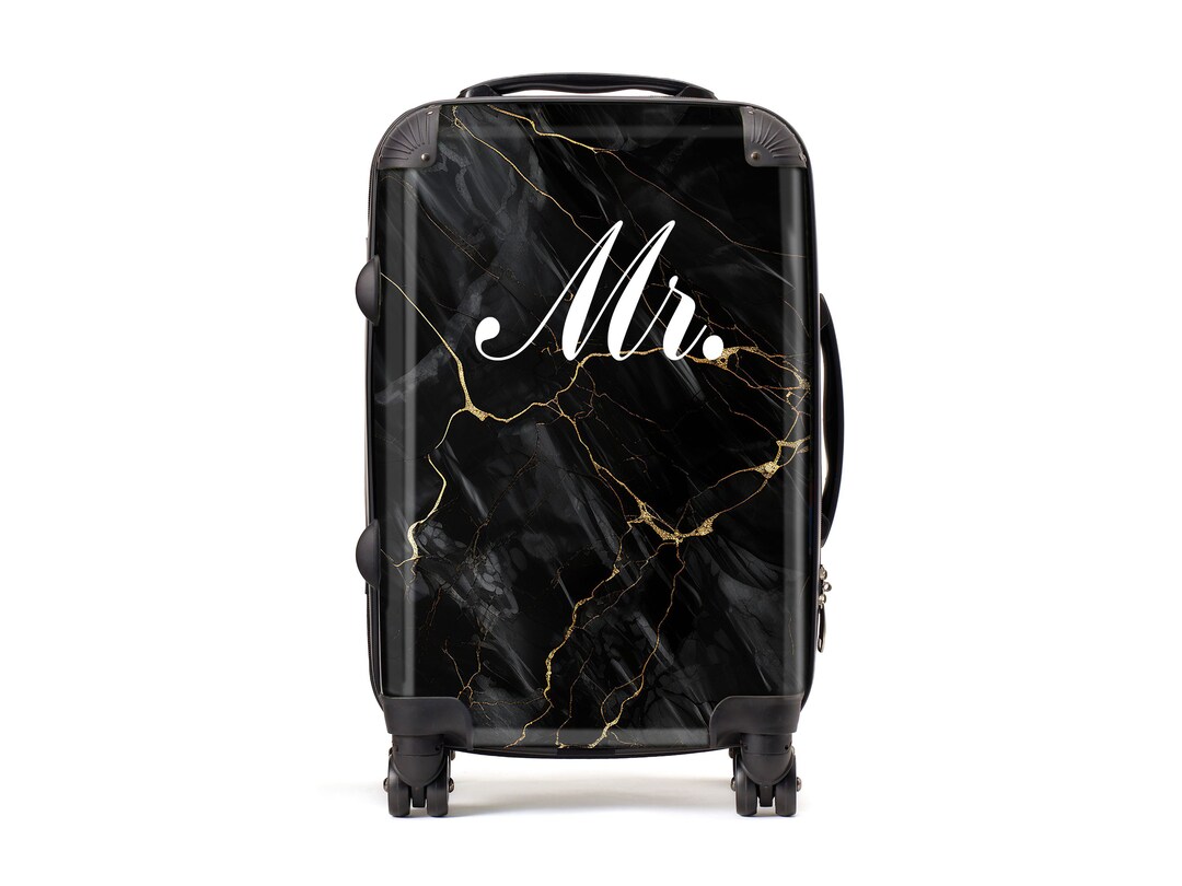 Mr. Black and Gold Marble Luggage Carry on Luggage Marble Luggage ...