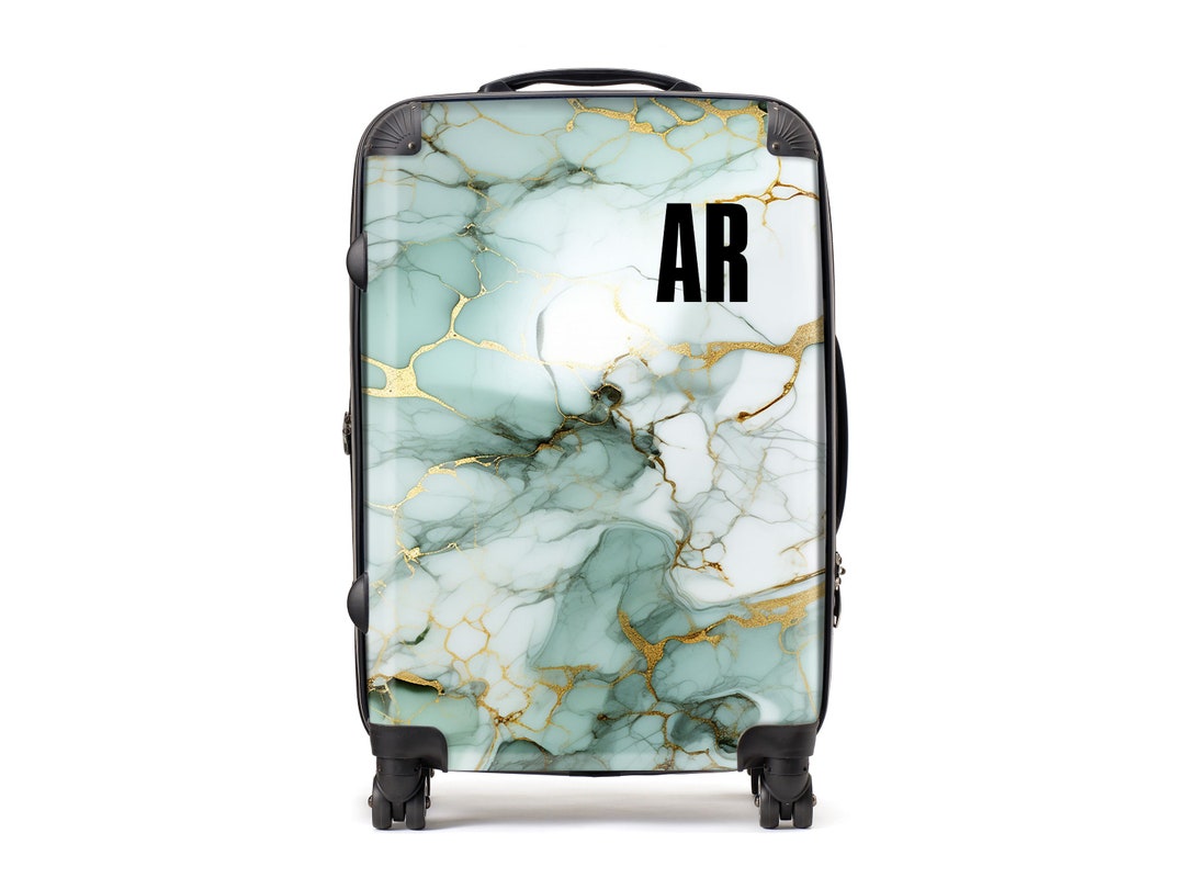 Personalized Green and Gold Marble Initial Luggage Carry on Luggage ...