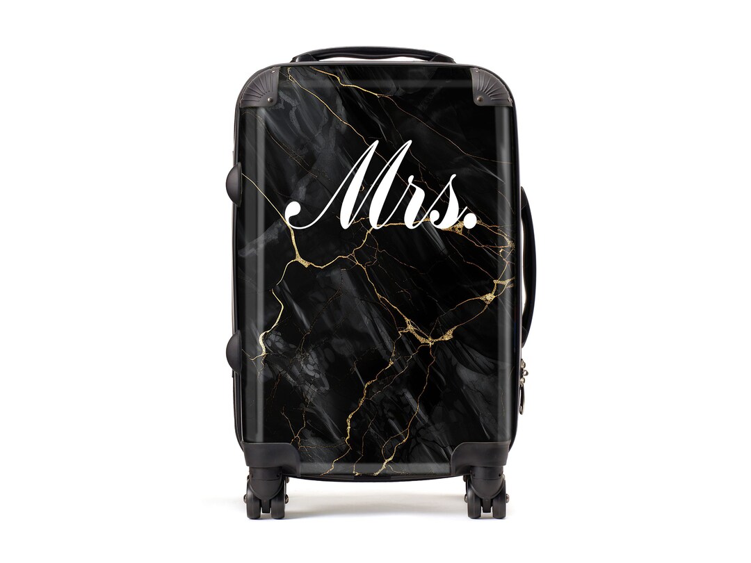 Mrs. Black and Gold Marble Luggage Carry on Luggage Marble Luggage ...