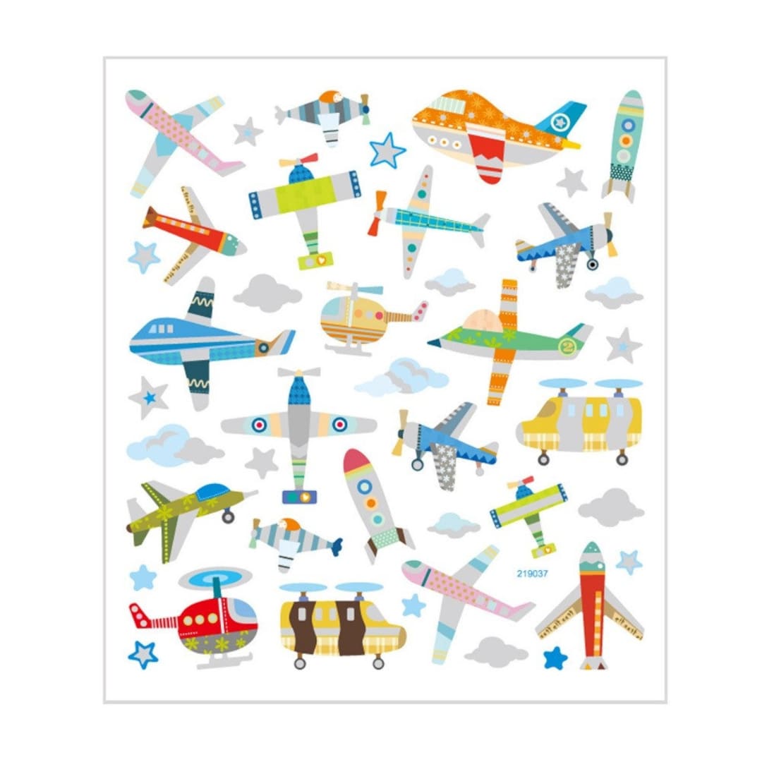 Airplane and Helicopter Stickers With Glitter - Sheet 15 X 16.5 Cm ...