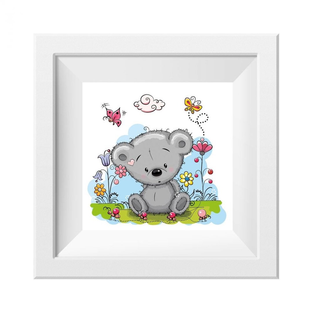 011 Children's Room Picture Teddy Meadow Poster 20 X 20 Cm - Etsy