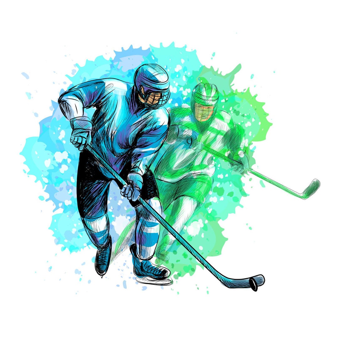 191 Wall Decal Ice Hockey Player Green Blue - Etsy