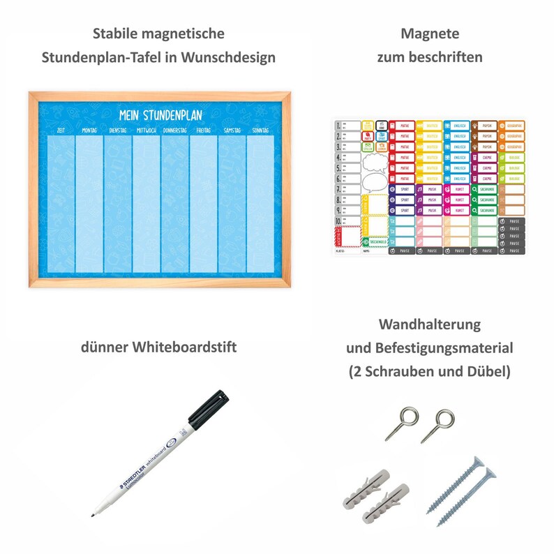 Magnetic Timetable School Child Blue With 90 Magnets - Etsy