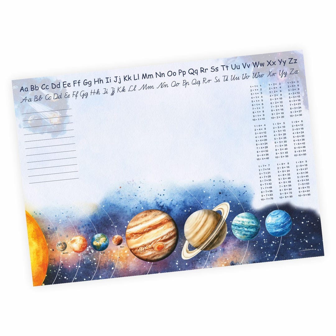 A3 Desk Pad Solar System Planets With Small 1x1 Paper 50 Sheets Desk ...