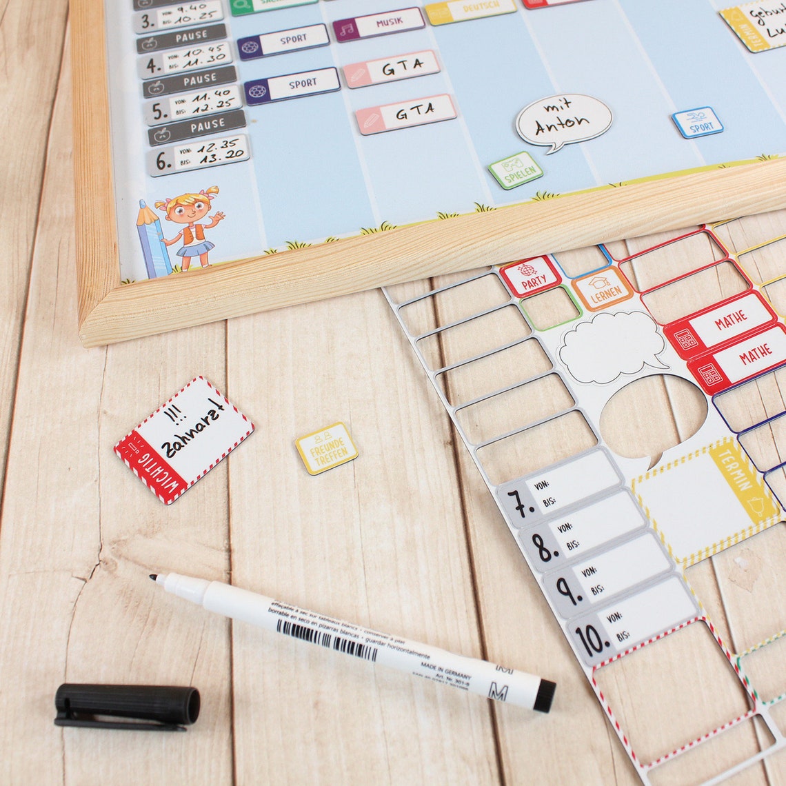 Magnetic Timetable Dinosaur Green With 90 Magnets | Etsy