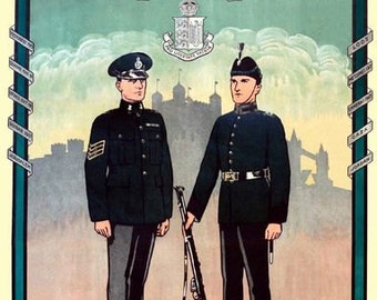 Vintage Ww1 London Regiment Tower Hamlets Rifles Recruitment Poster A3 ...
