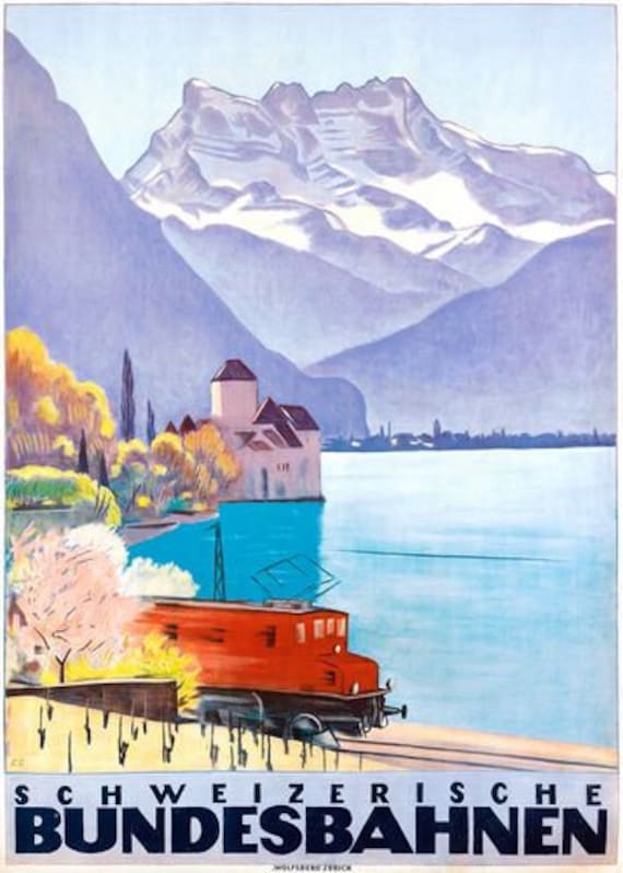 Vintage Swiss Bundesbahnen Railway Poster A3 Print | Etsy