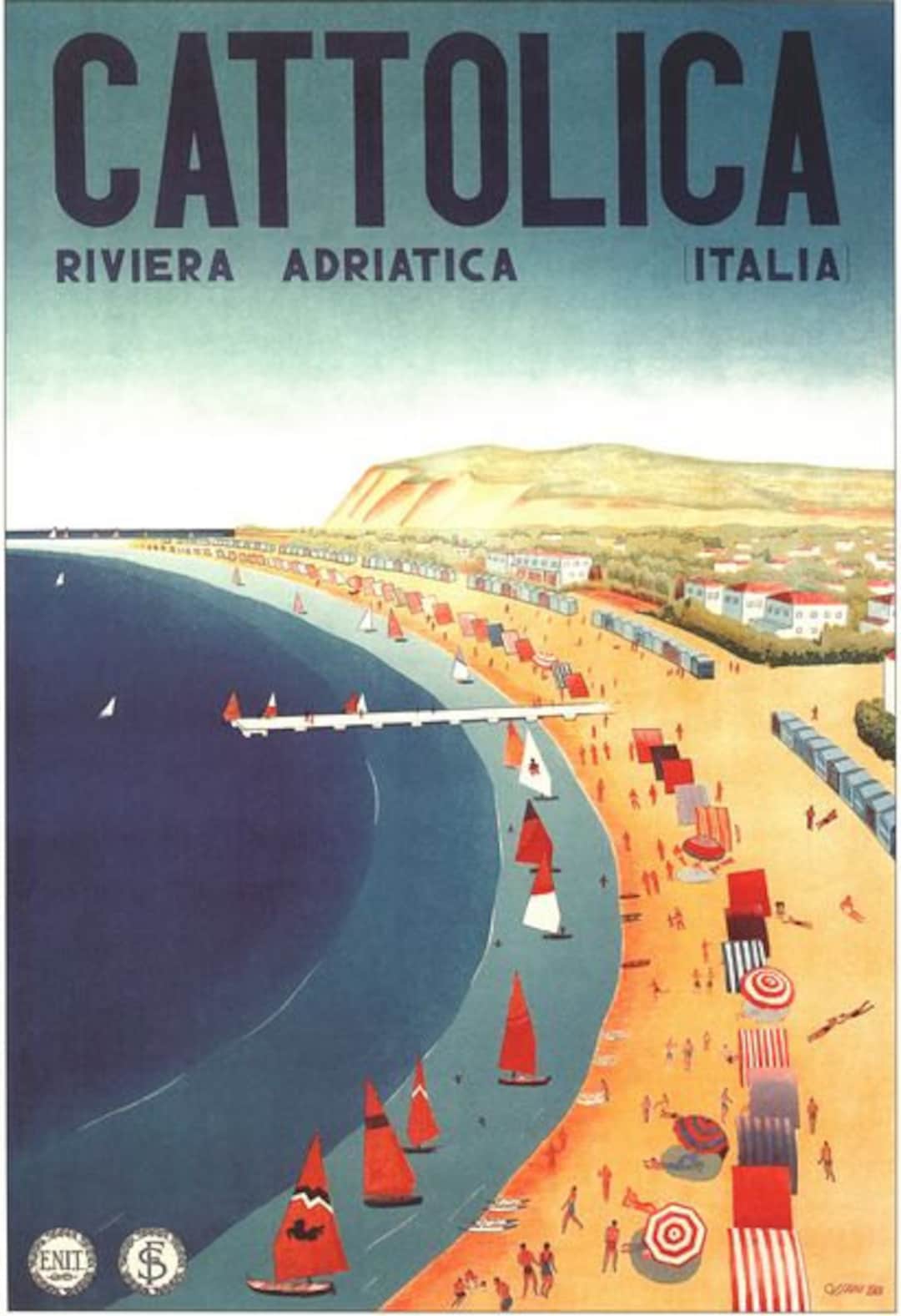 Vintage Italian Riviera Cattolica Tourism Poster A3/A2/A1 Print - Etsy