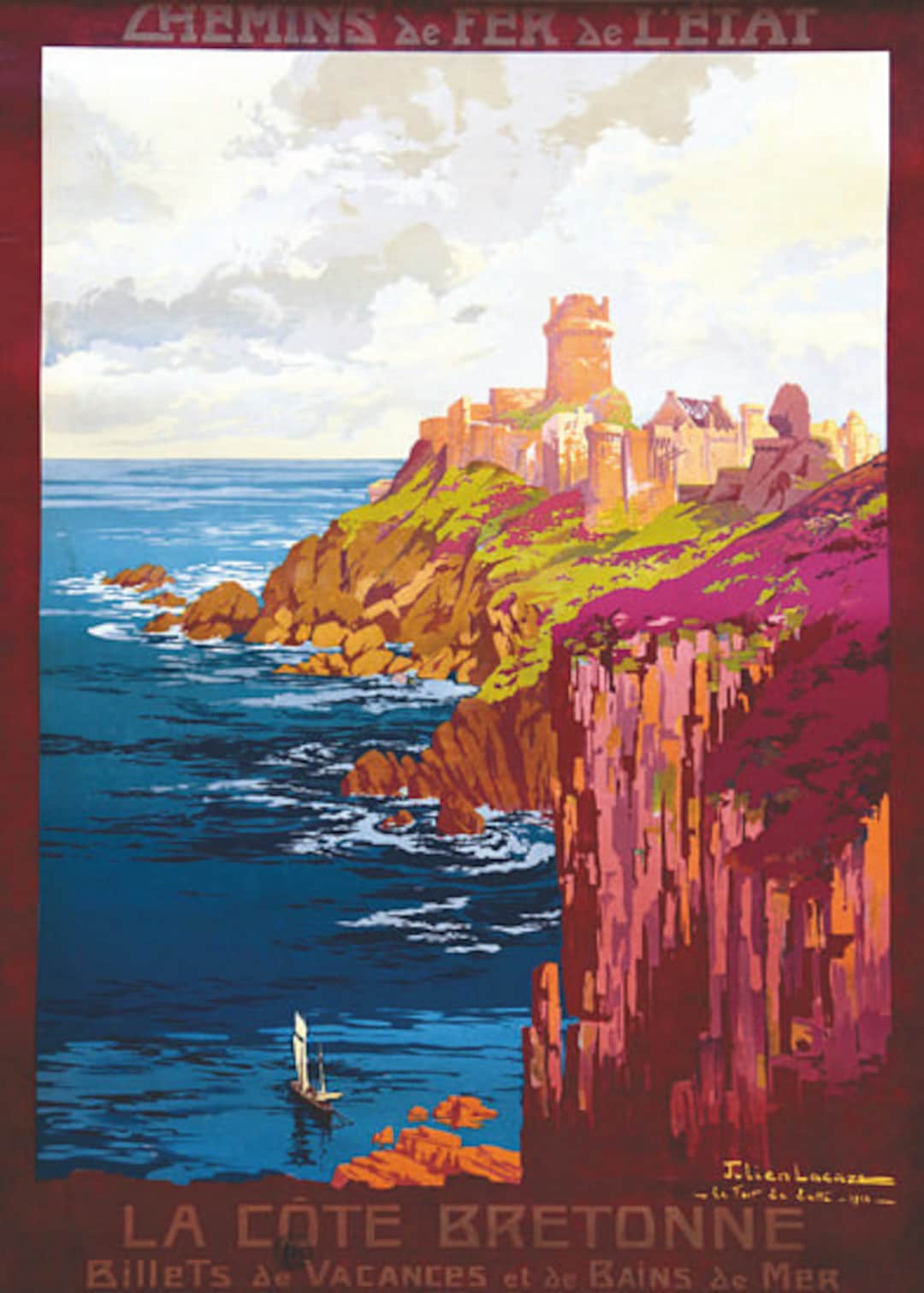 Vintage Breton Coast French Tourism Poster A3 Print - Etsy