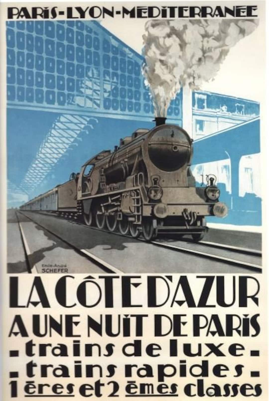 Vintage Blue Train Paris to Cote D'azur Tourism Poster A3/A2/A1 Print ...