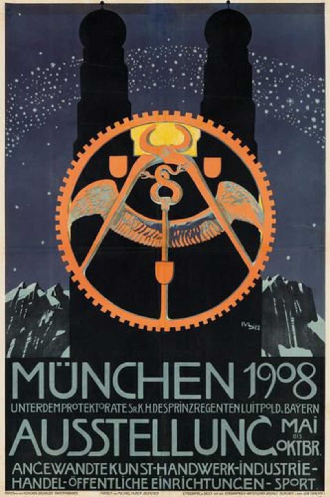 Vintage 1908 Munich Germany Exhibition Poster A3 Print | Etsy