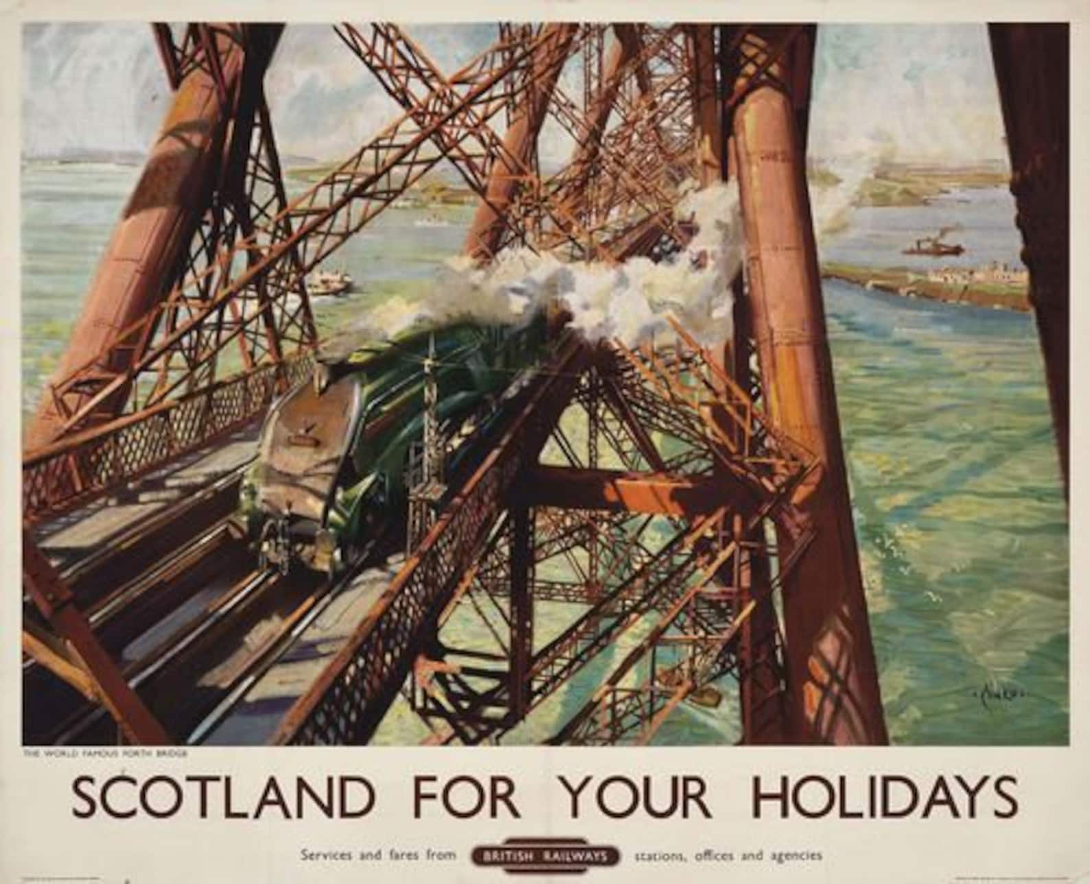 Vintage Scotland Forth Bridge British Rail Railway Poster A3/A2/A1 ...
