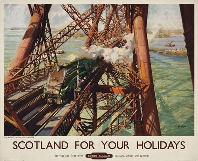 Vintage Scotland Forth Bridge British Rail Railway Poster A3/A2/A1 ...