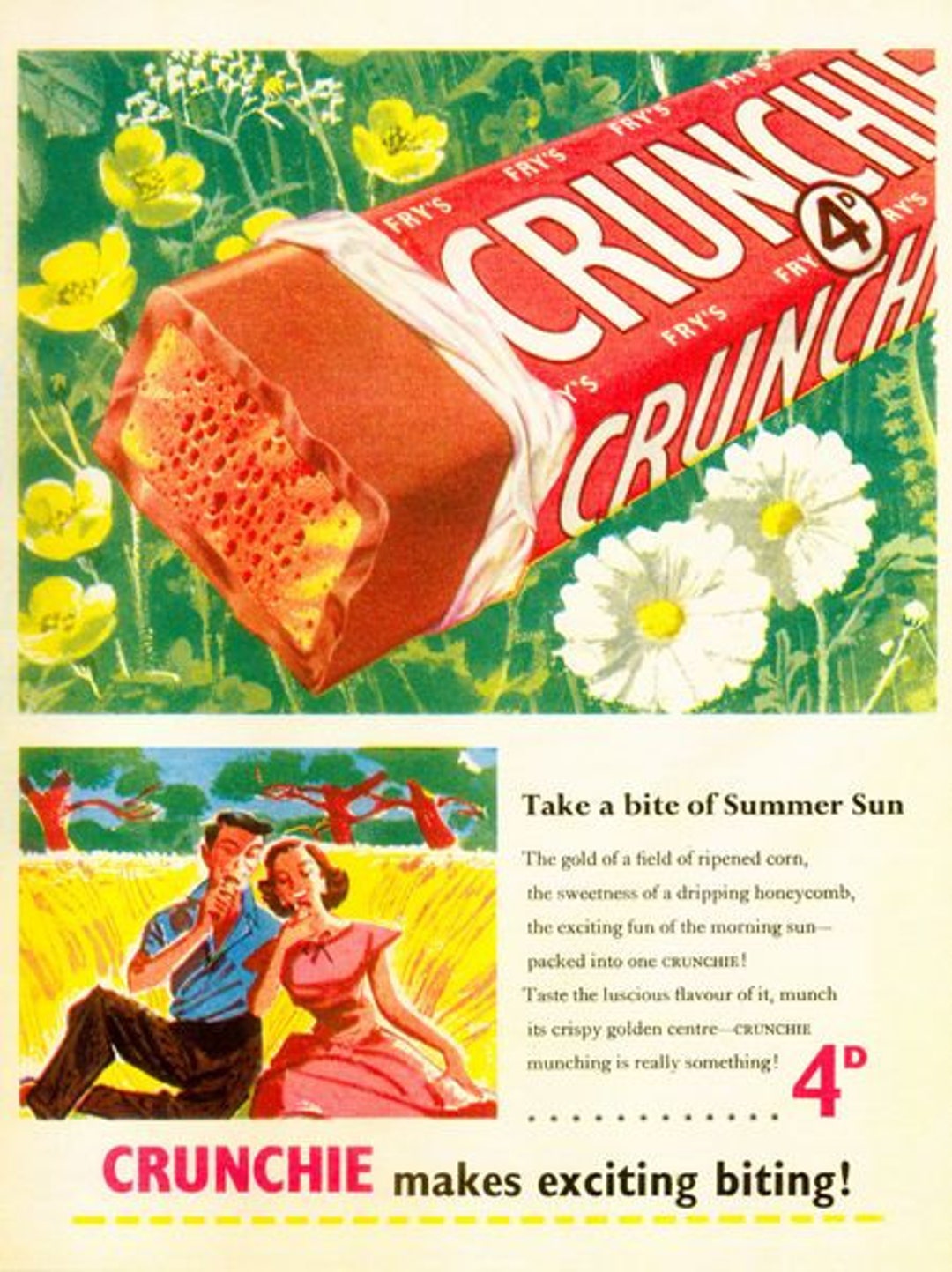 Vintage Crunchie Bar Advertisement Poster A3/A2/A1 Print - Etsy UK